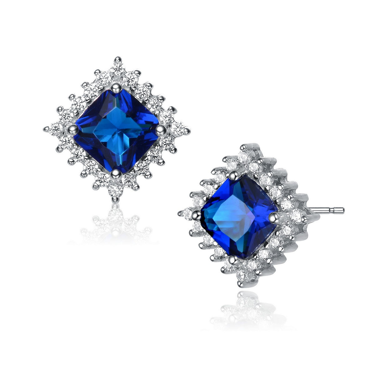 Helene Blue Square Earrings – GENEVIVE
