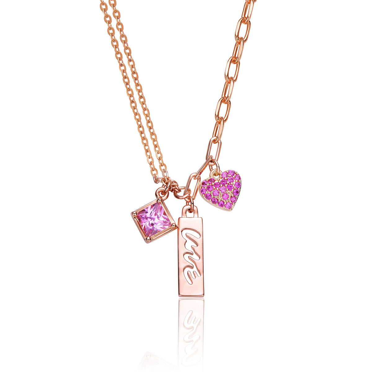 Raquelle Pink Love Charms Necklace – GENEVIVE